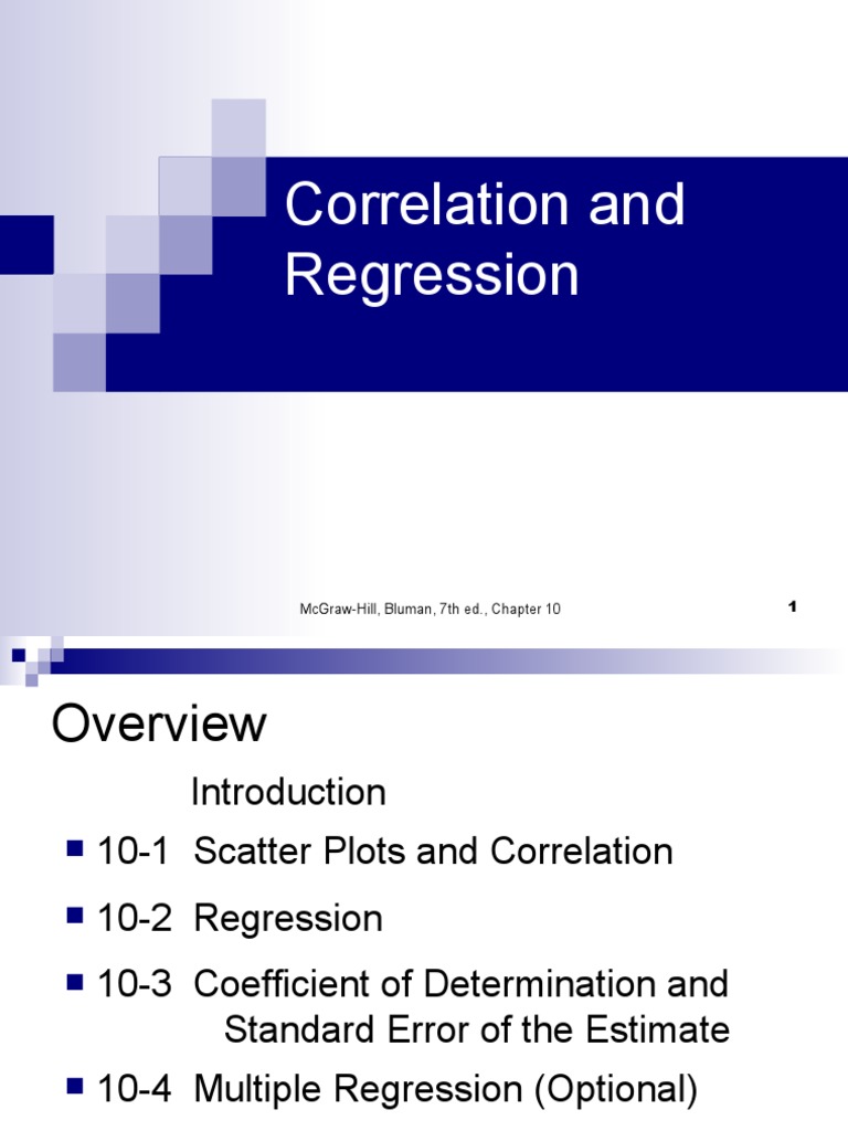 Correlation and Regression: Mcgraw-Hill, Bluman, 7Th Ed., Chapter 10 1 ...
