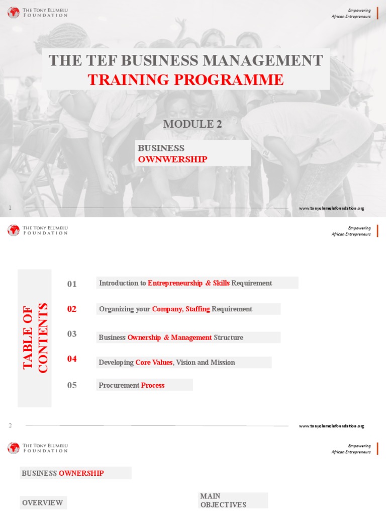 The Tef Business Management: Training Programme | PDF ...