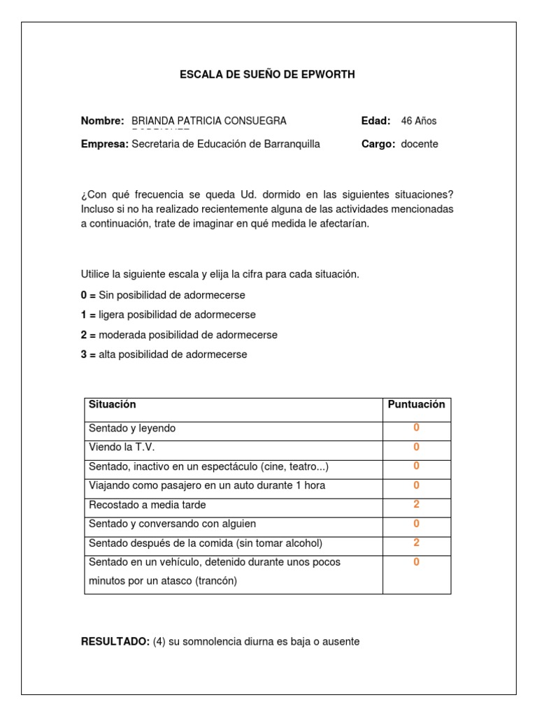 Test de Epworth | PDF