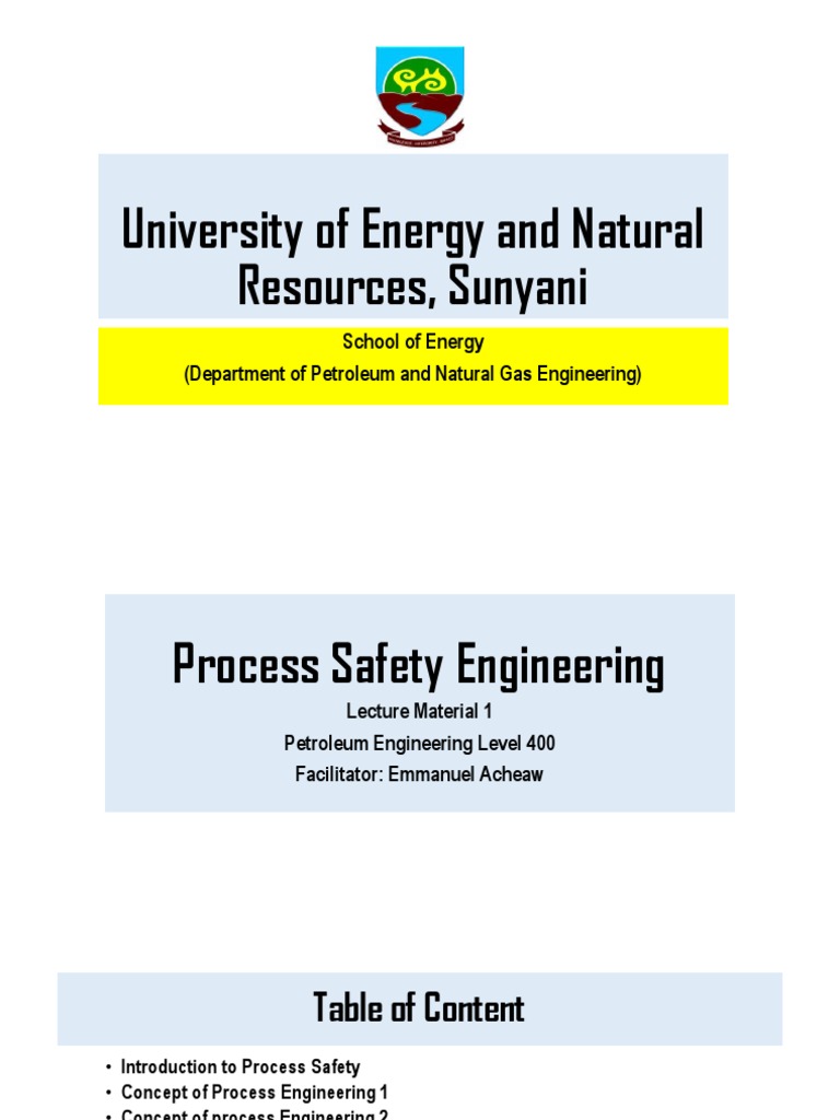 Process Safety Engineering Lecture 1 | PDF | Occupational Safety And ...