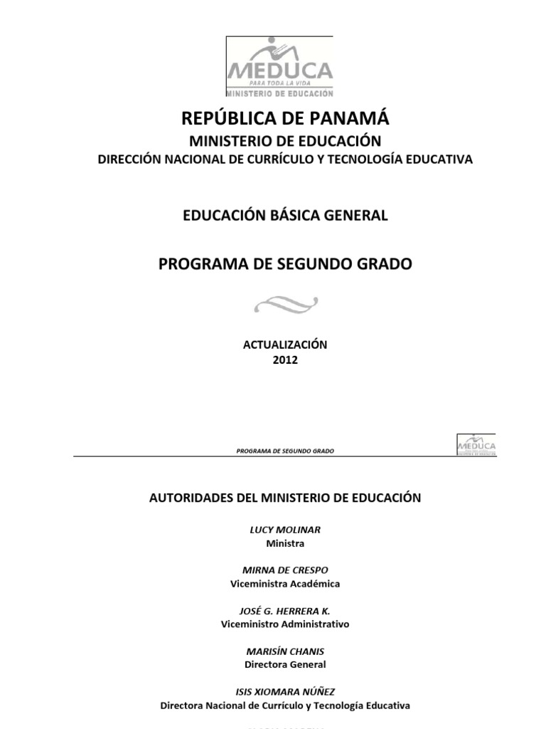 Actualización del programa de segundo grado de la Educación Básica General en Panamá: Enfoque ...