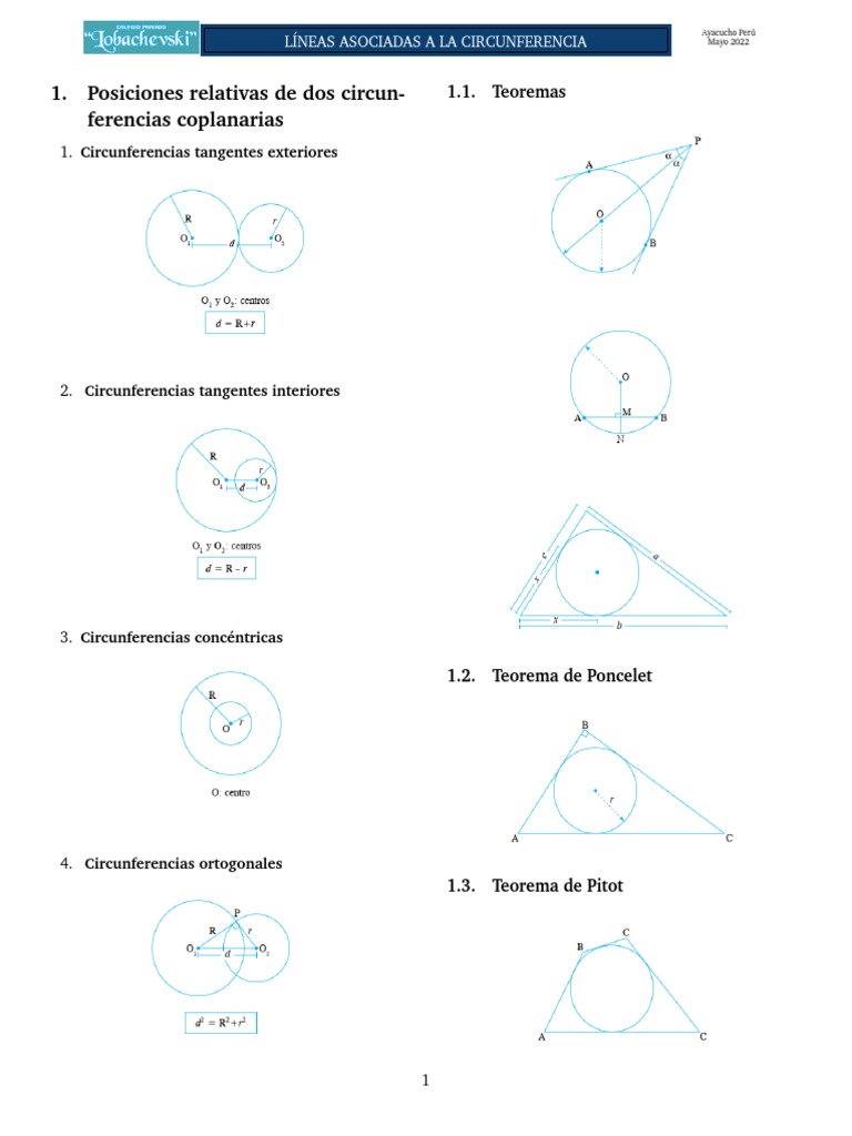 Lineas Asociadas A La Circunferencia | PDF | Circulo | Geometría Elemental