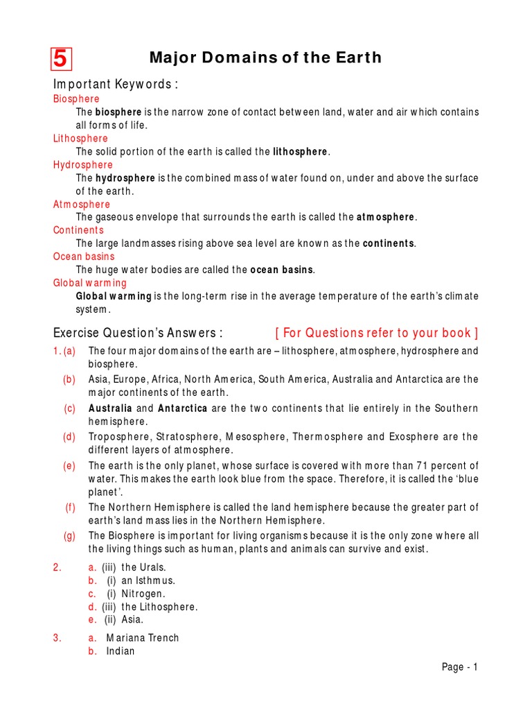 Class VI (Geography Chapter 5) Full | PDF | Earth | Oceans