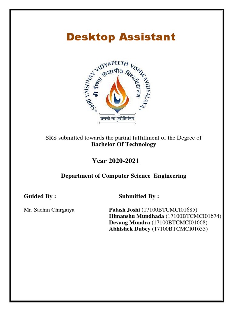 Desktop Assistant: Year 2020-2021 | PDF | Software | Integrated ...