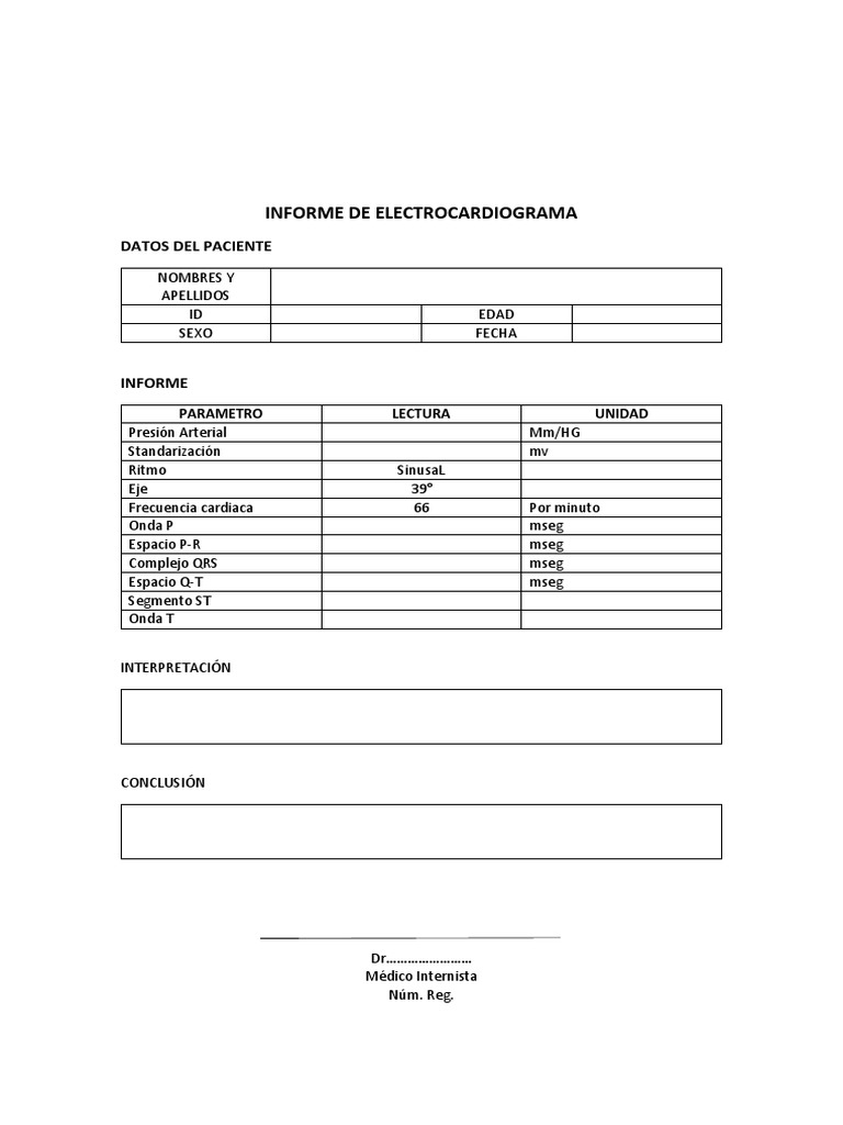 Informe de Electrocardiograma Normal | PDF