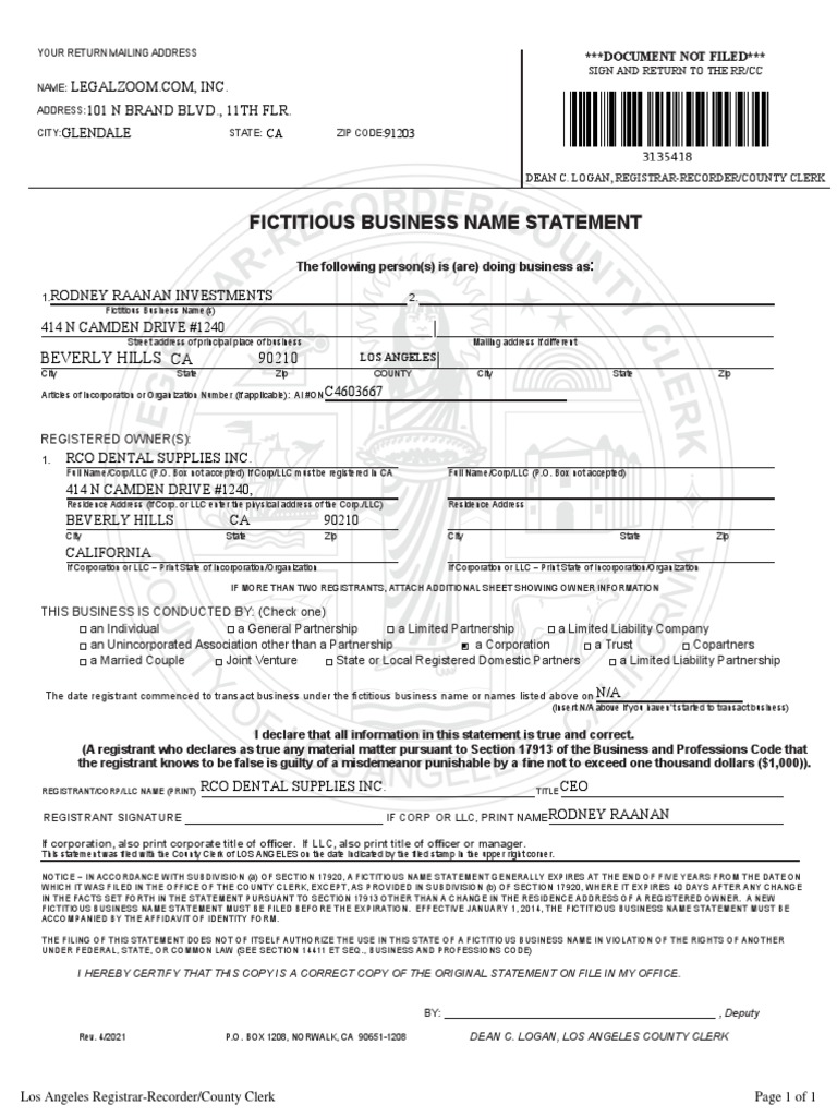 Dba Form2 | PDF | Notary Public | Limited Liability Company