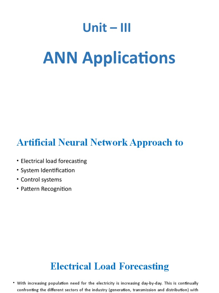 Unit - III: ANN Applications | PDF | Control Theory | Feedback