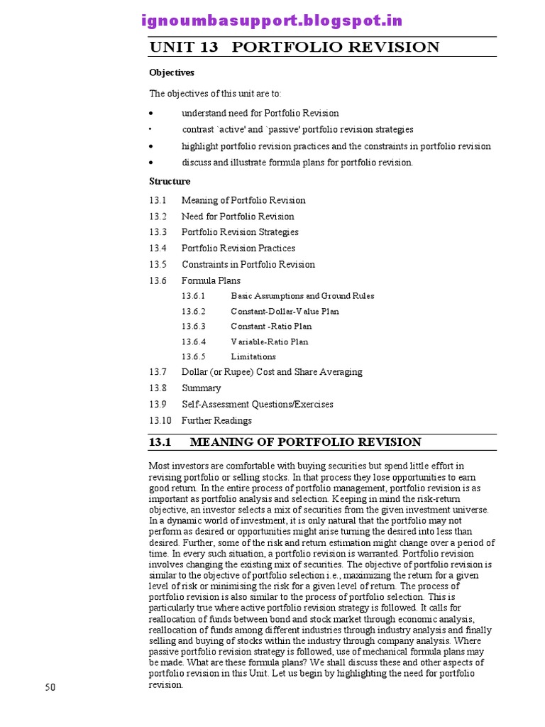 Portfolio Revision | PDF | Stocks | Investing