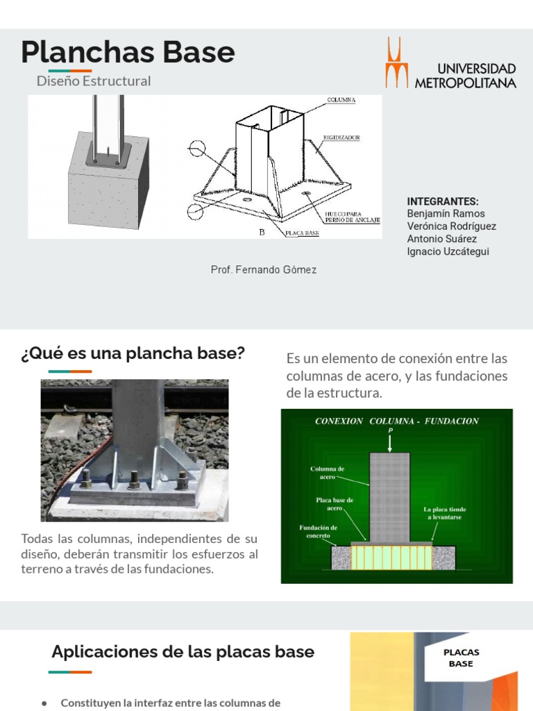 Planchas Base - Diseño Estructural | PDF | Hormigón | Acero