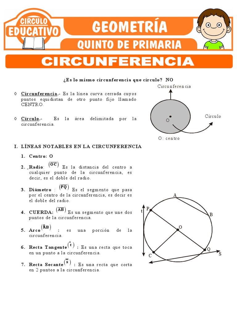 Ejercicios de Circunferencia para Quinto de Primaria | PDF | Circulo | Tangente