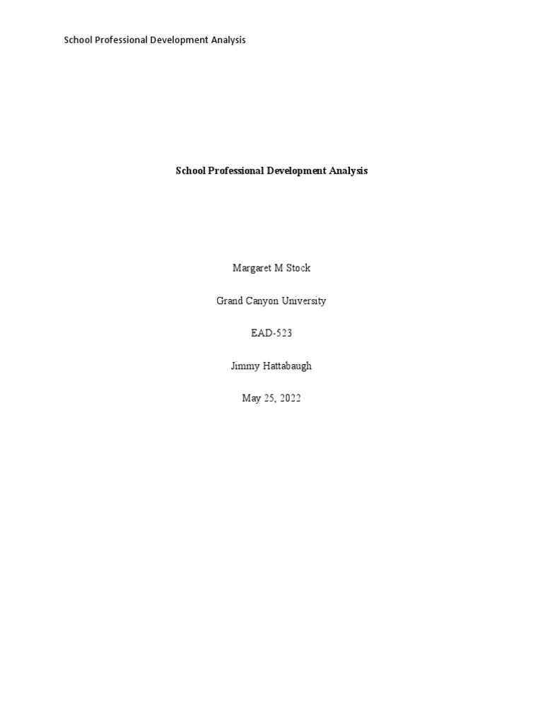 School Professional Development Analysis | PDF | Teachers | Schools
