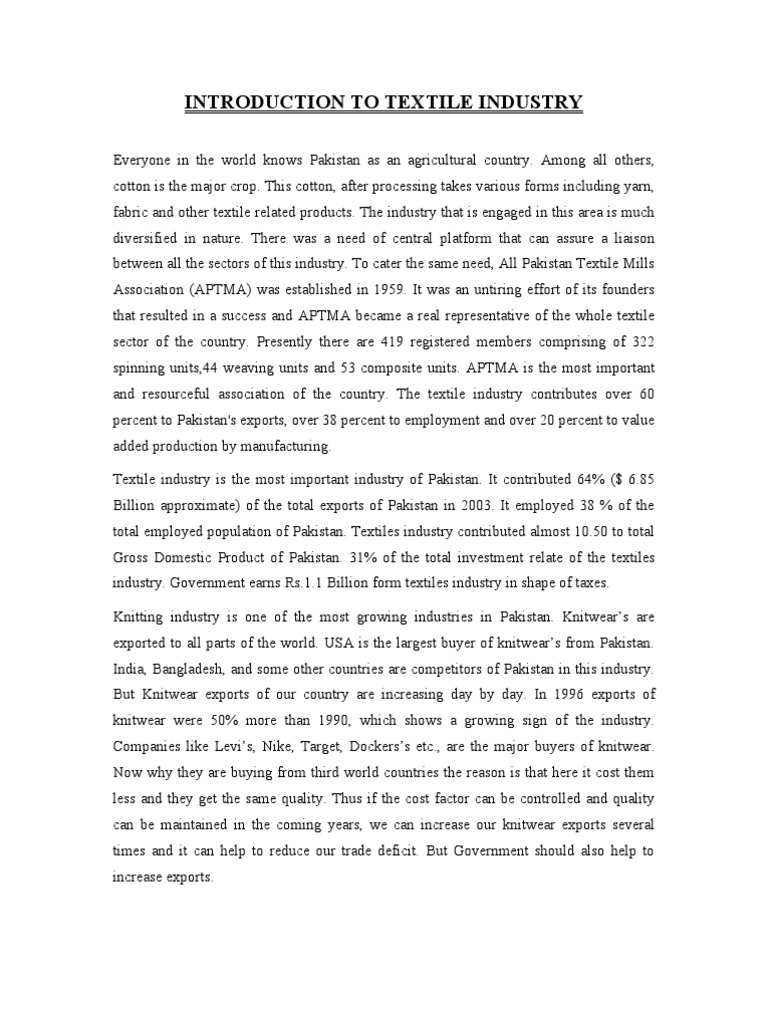 Introduction To Textile Industry Waqas | PDF | Bookkeeping | Human ...