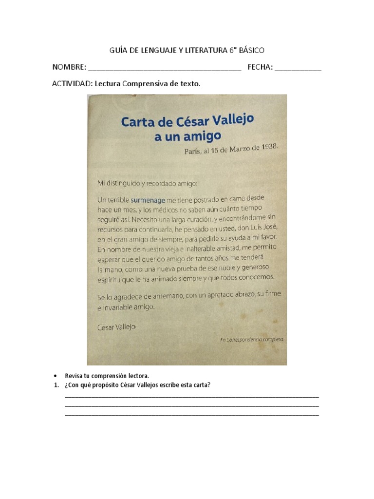 Guía de Lenguaje y Literatura 6 | Descargar gratis PDF | Comprensión ...