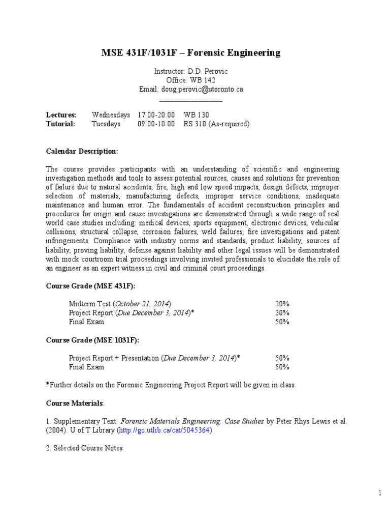 Forensic Engineering Course Overview | PDF | Turnitin