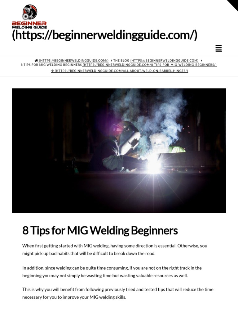 WELD-8 Tips For MIG Welding Beginners - Beginner Welding Guide | PDF ...