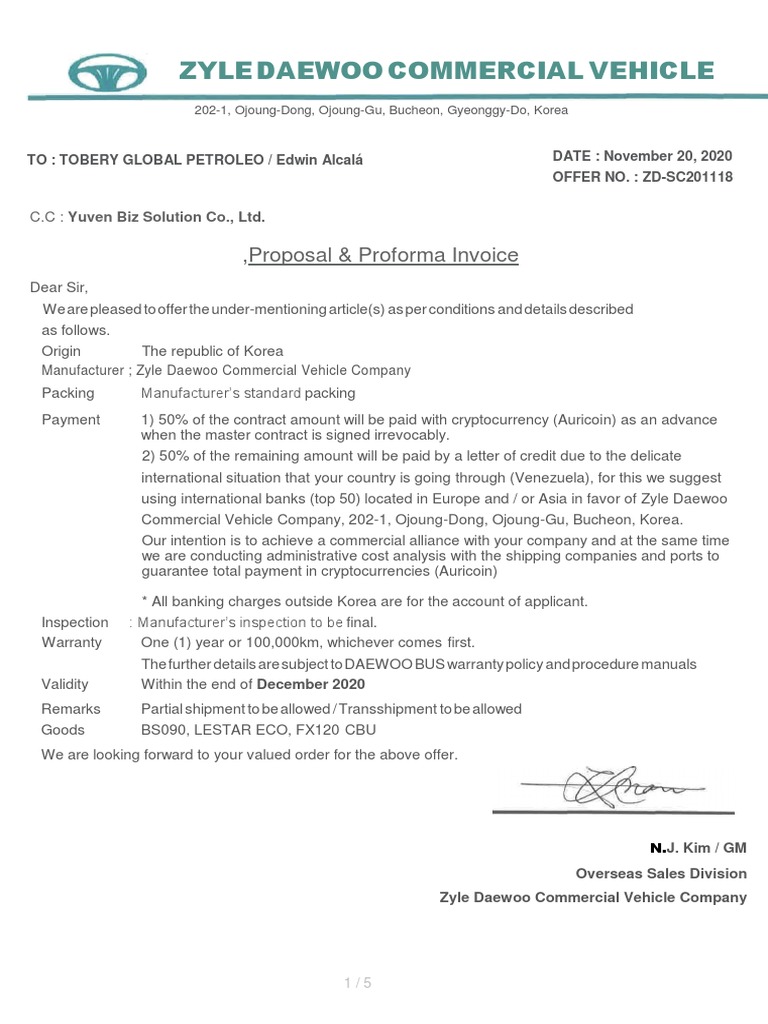Invoice Korea | PDF | Letter Of Credit | Economies