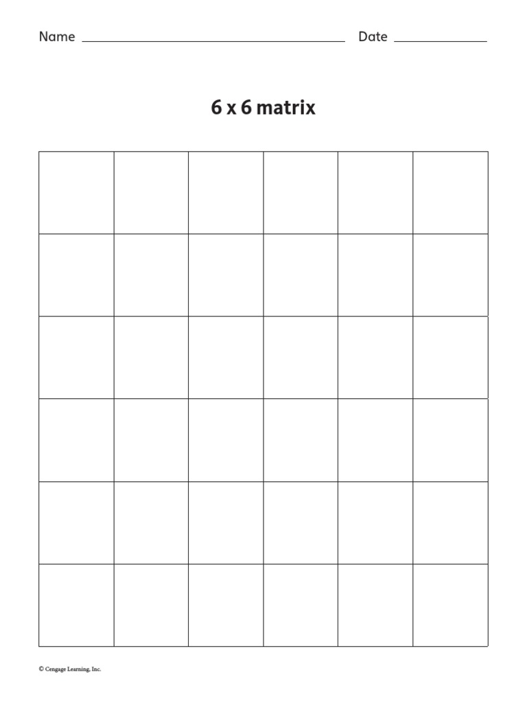 6 by 6 Matrix Graphic Organizer 0 | PDF
