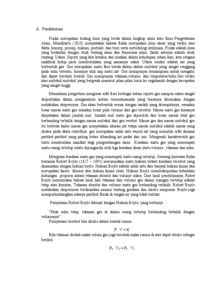 Hukum Boyle: Rumus dan Penjelasan | PDF
