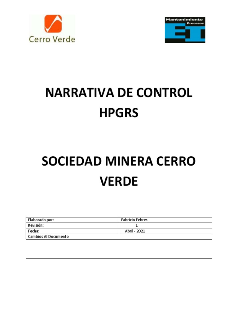 Control de HPGR en Cerro Verde | PDF | Bomba | Ingeniería Química