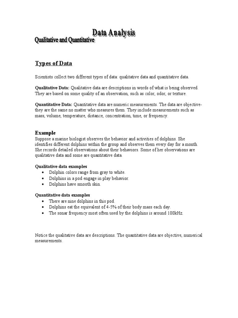 Qualitative and Quantitative Worksheet | PDF | Quantitative Research | Data