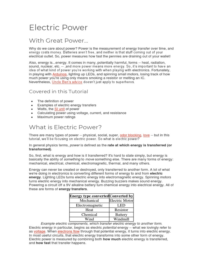Electric Power | PDF | Watt | Electric Power