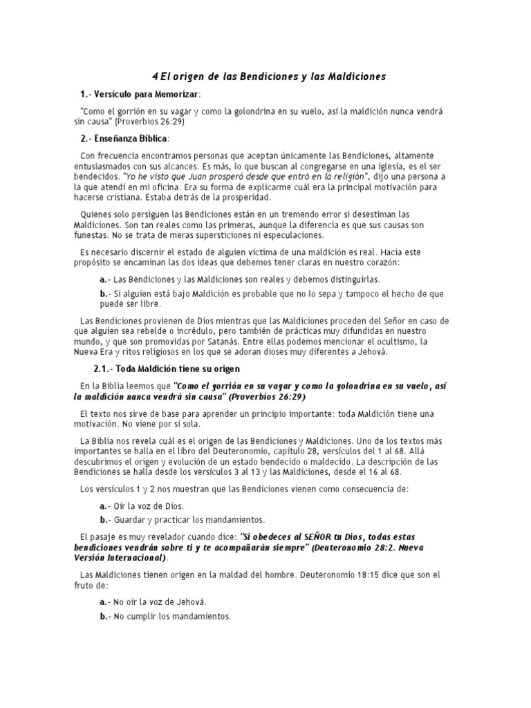 4 El Origen de Las Bendiciones y Las Maldiciones | PDF | Maldición | Biblia