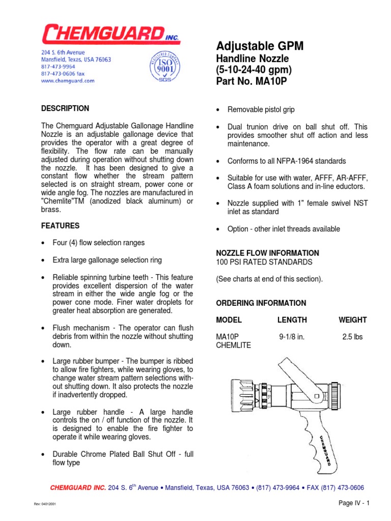 Handline Nozzle 5-10-24-40 GPM | PDF | Manufactured Goods