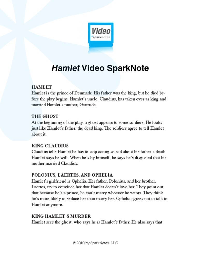 Hamlet Video Sparknote | PDF | Hamlet | Plays