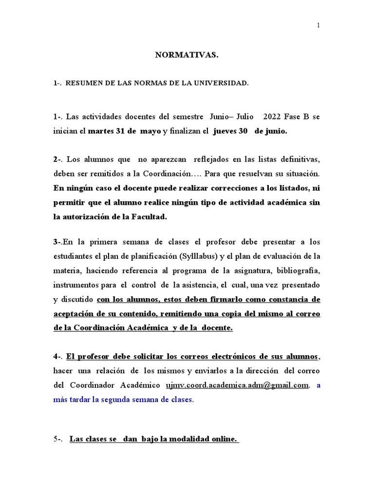 Resumen. Normativa. UJMV | PDF | Evaluación | Internet