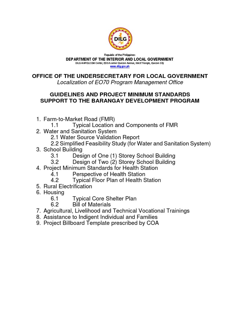 SBDP Guidelines and Project Minimum Standards | PDF | Water Supply ...