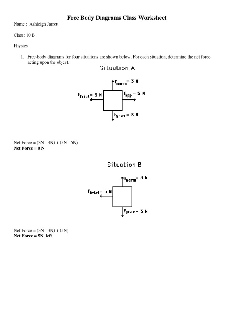 Free Body Diagram Worksheet | PDF | Force | Weight