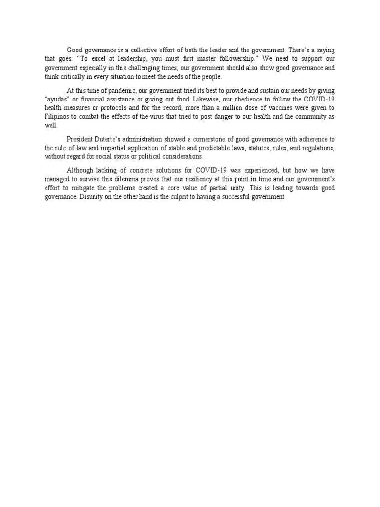 Essay On Good Governance | PDF