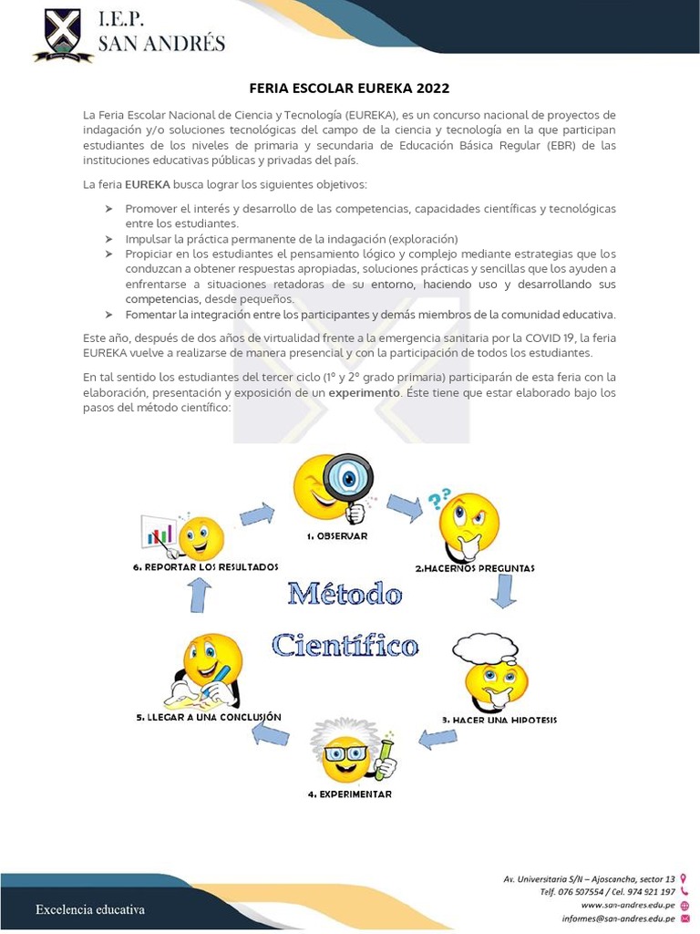 Feria Escolar Eureka 2022 | PDF | Experimentar | Salón de clases
