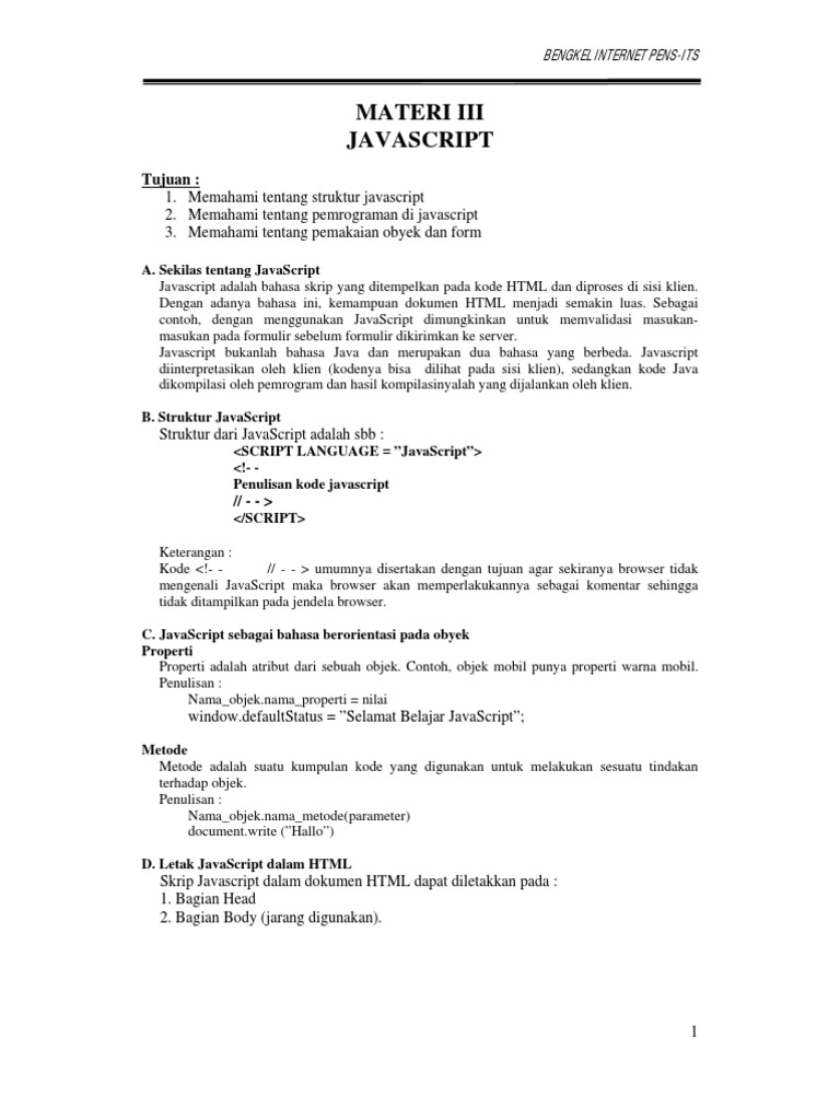 Materi Java Script Dasar | PDF | Bisnis