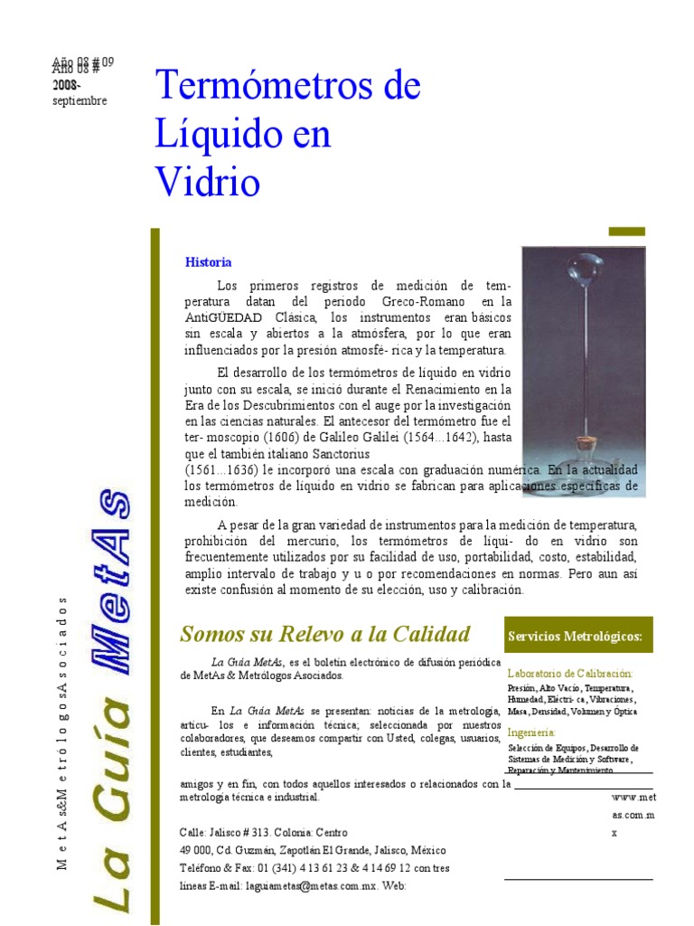 La Guia MetAs 08 09 Termometros Liquido en Vidrio | PDF | Temperatura ...