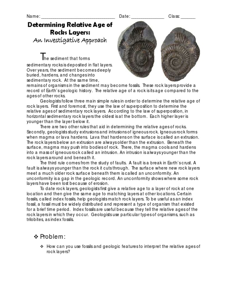 Determining the Relative Ages of Rock Layers Through Fossil and ...