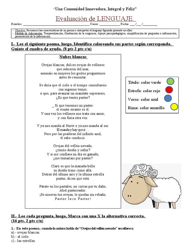 Evaluacion Estructura Del Poema | PDF | Color | Poesía