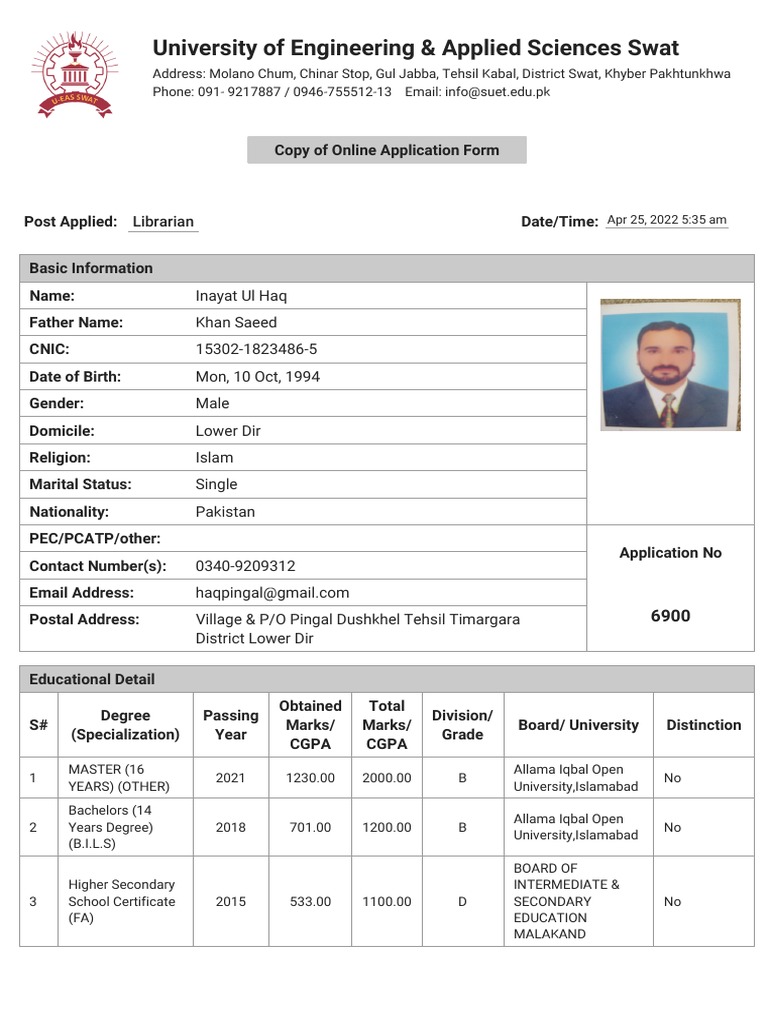University of Engineering & Applied Sciences Swat | PDF
