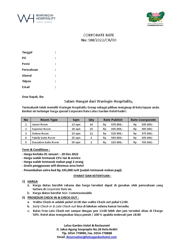 Corporate Rate 2022 | PDF