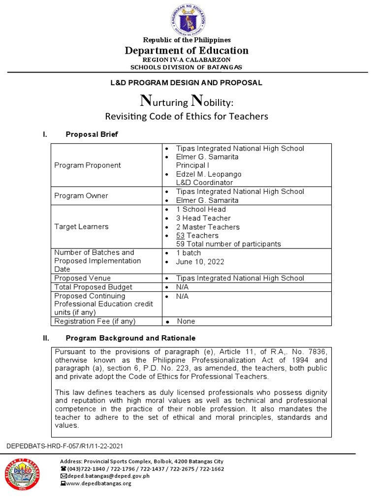 LAC 10 PROPOSAL HRD F 057 Learning and Development Design | PDF ...