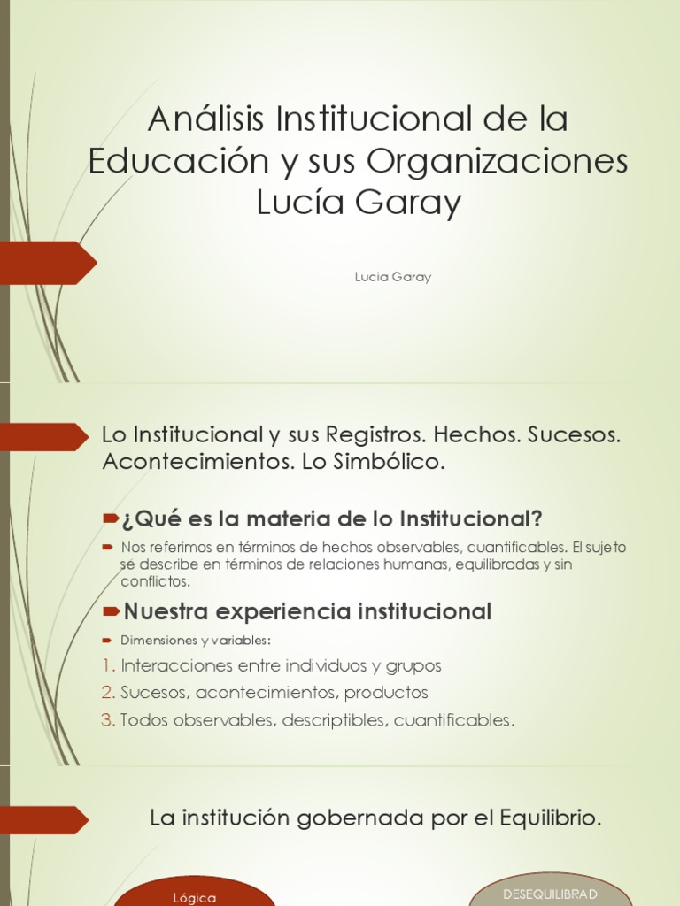 Análisis Institucional de La Educación y Sus Organizaciones LUCIA GARAY ...