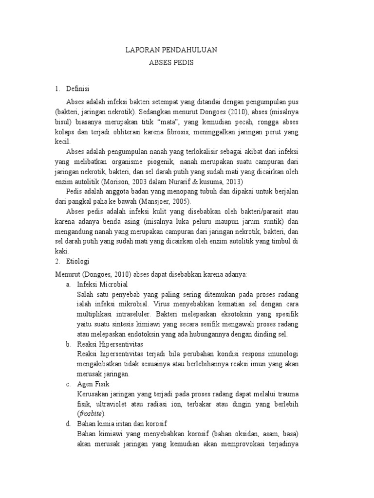 Abses Pedis: Definisi, Etiologi, dan Penanganan | PDF