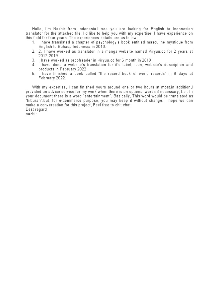 Ex Translation Proposal | PDF