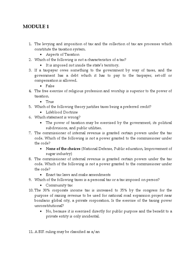 Module 1 - Module 3 Answers | PDF | Taxes | Taxpayer