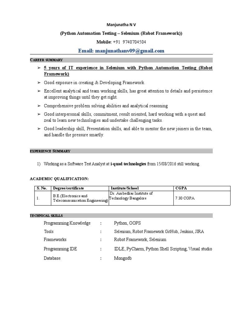 (Python Automation Testing - Selenium (Robot Framework) ) Mobile | PDF ...