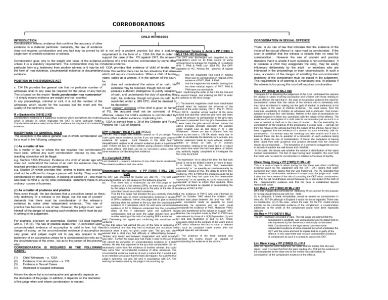 Corroboration | PDF | Evidence (Law) | Witness