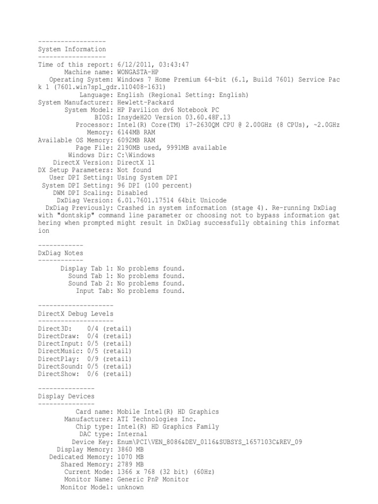 DX Diag | PDF | Device Driver | Codec