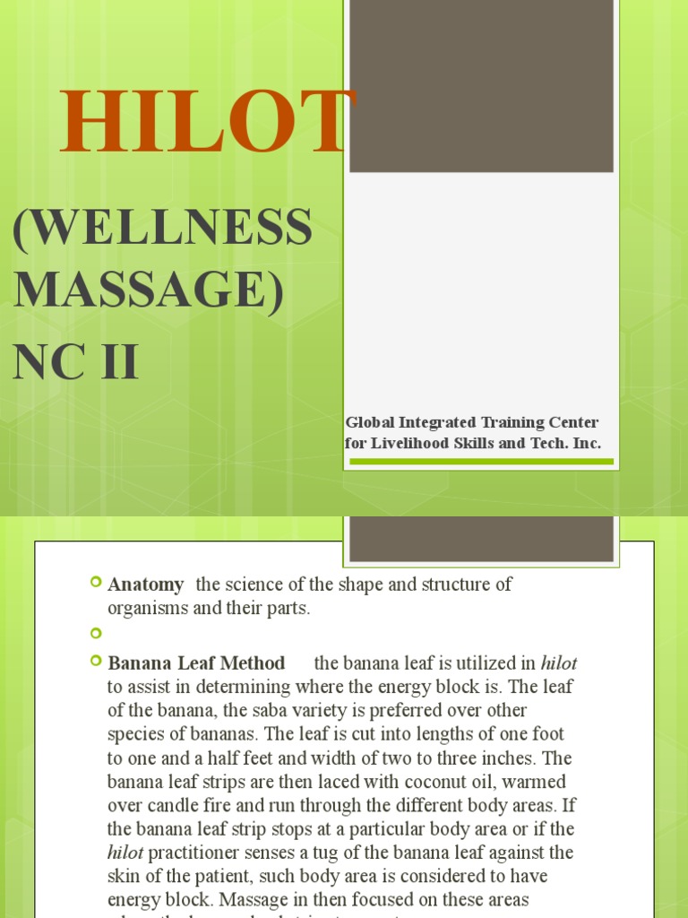 Hilot: (Wellness Massage) NC Ii | PDF | Human Body | Massage