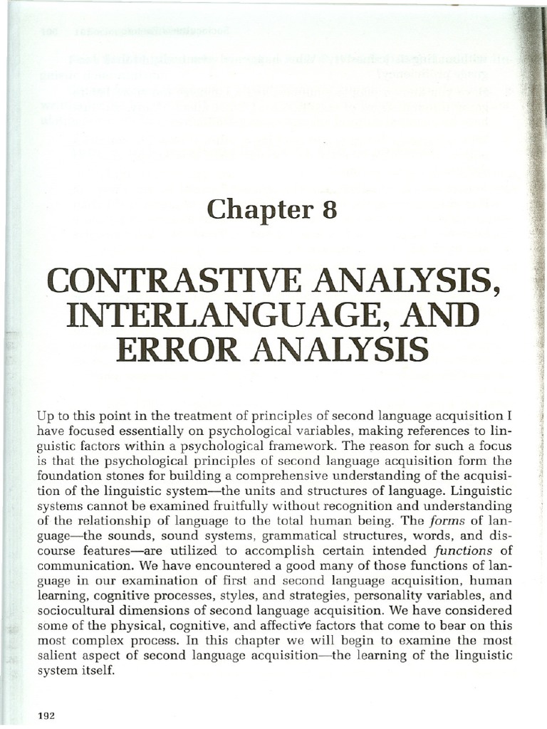 CH8 Contrastive Analysis, Interlanguage, and Error Analysis - Brown, 2000 | PDF | Second ...