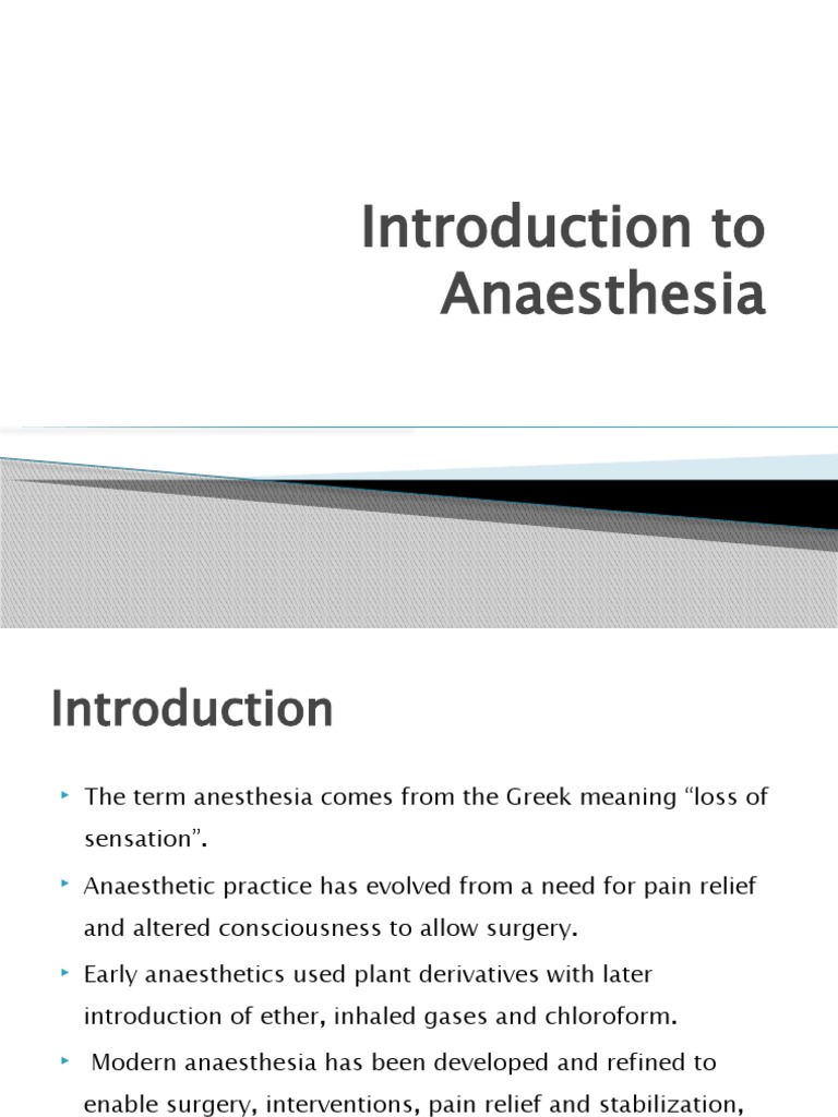 Introduction To Anesthesia 1 | PDF | Anesthesia | Surgery